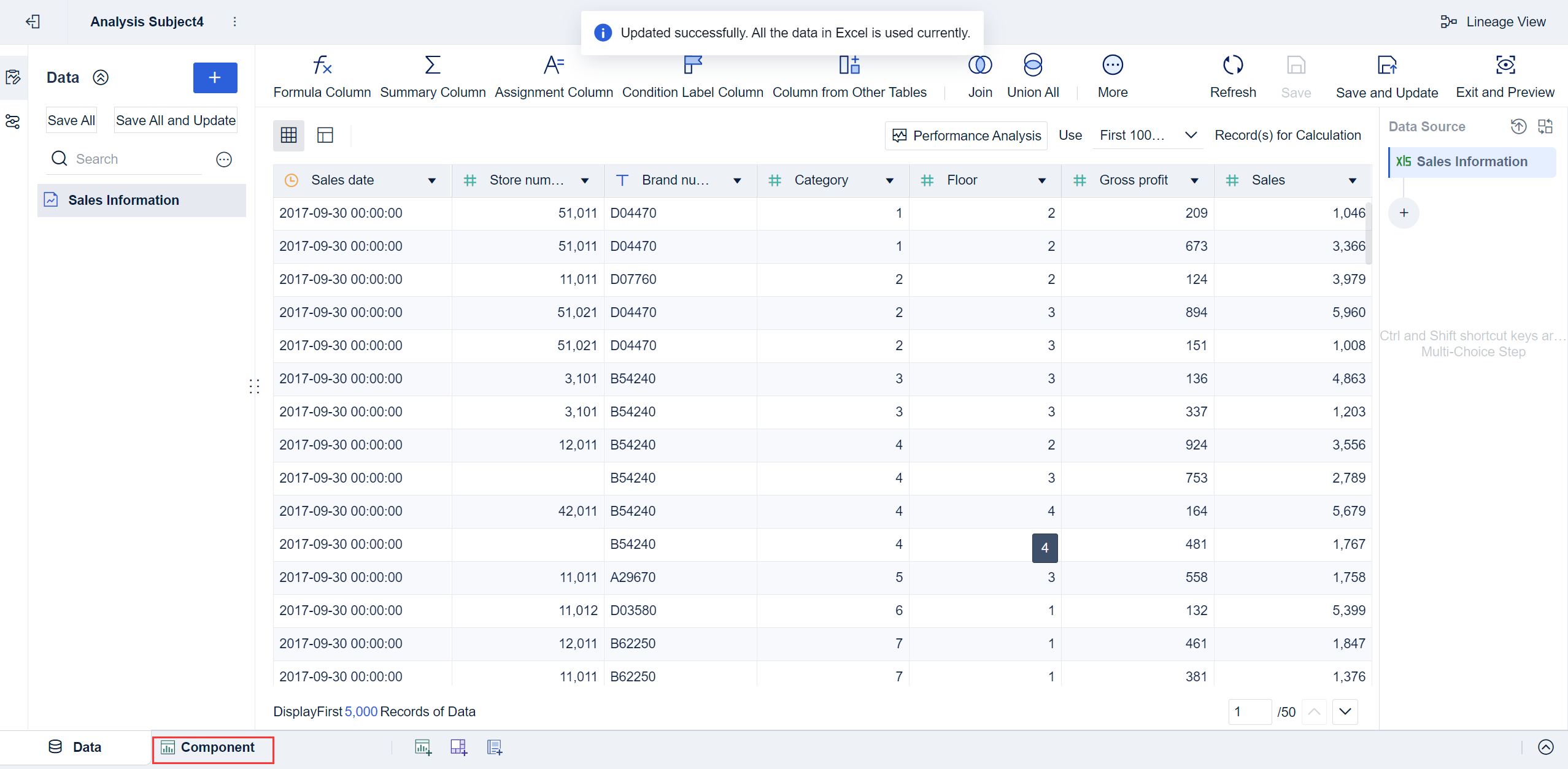 Partitioned Column Chart- FineBI Help Document