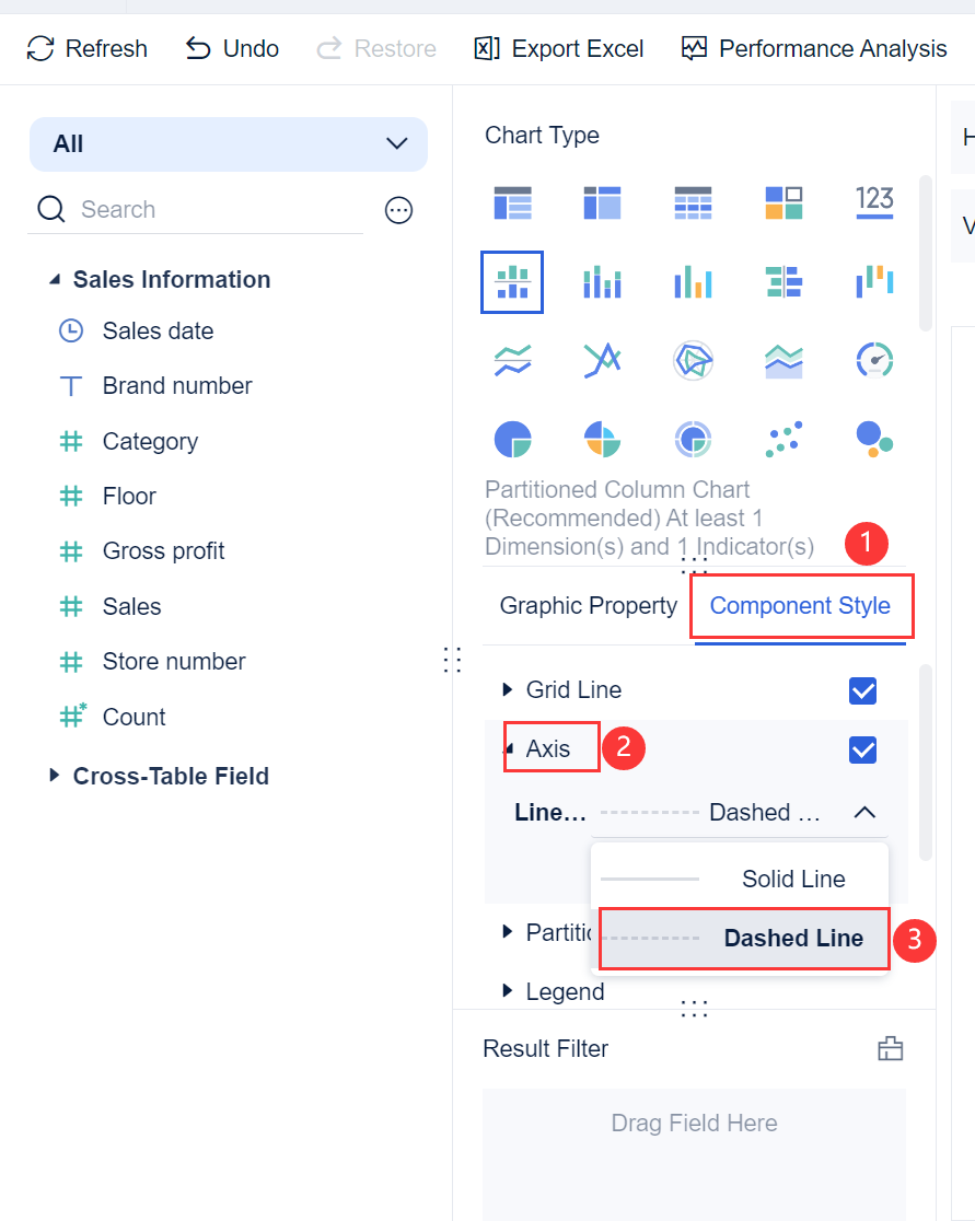 Partitioned Column Chart- FineBI Help Document