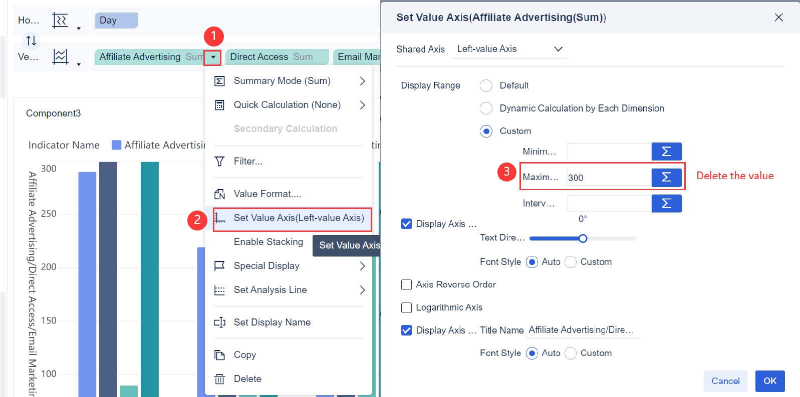 Setting Value Axis in the Chart- FineBI Help Document