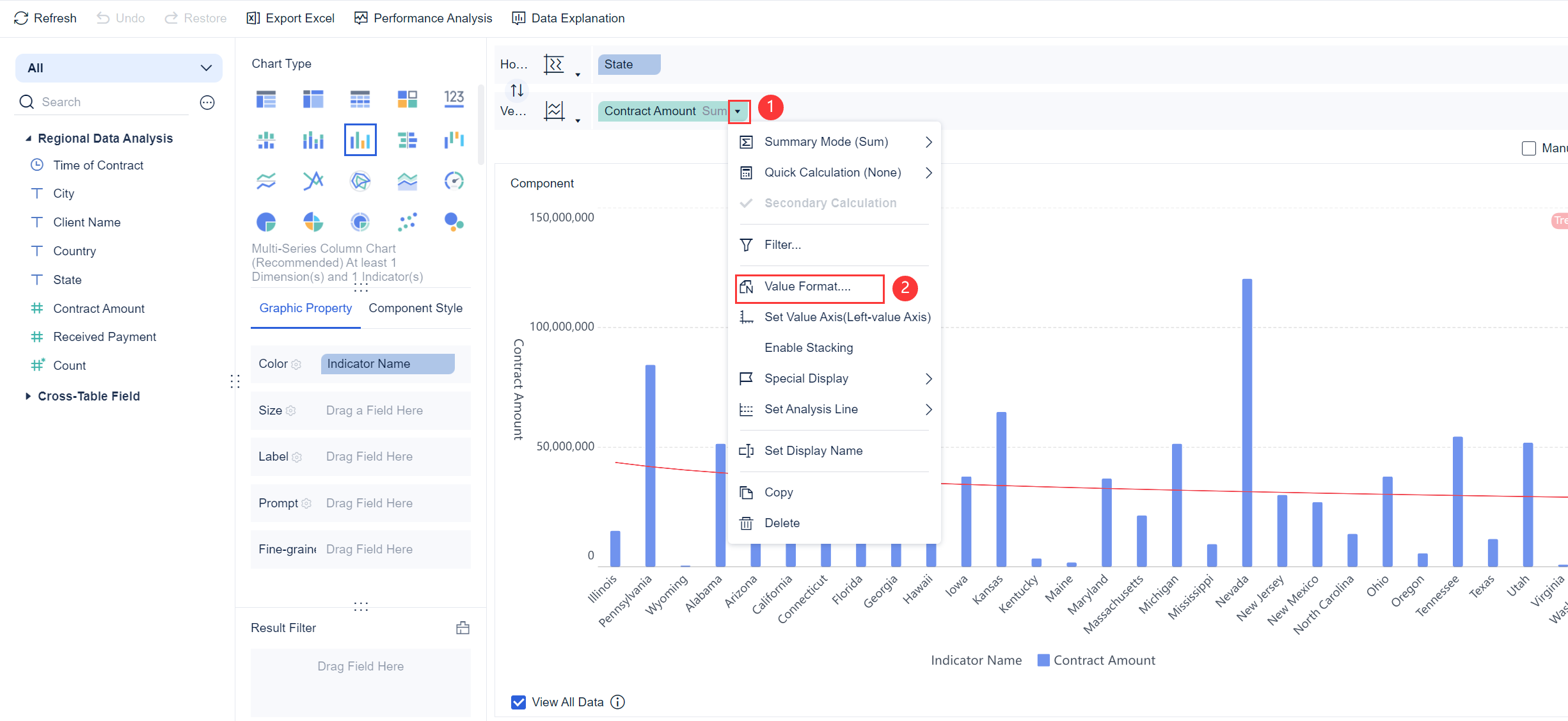 Chart Value Format- FineBI Help Document