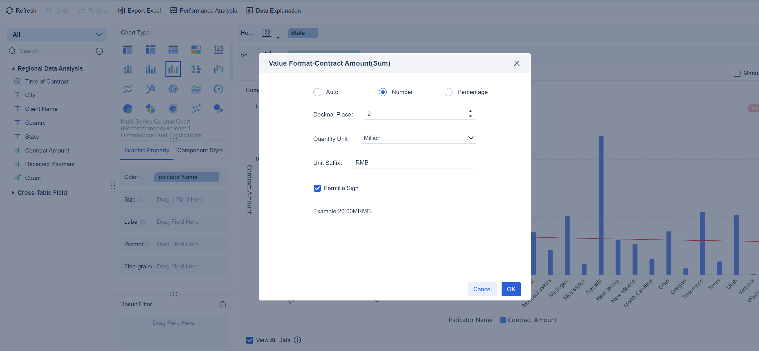 Chart Value Format- FineBI Help Document