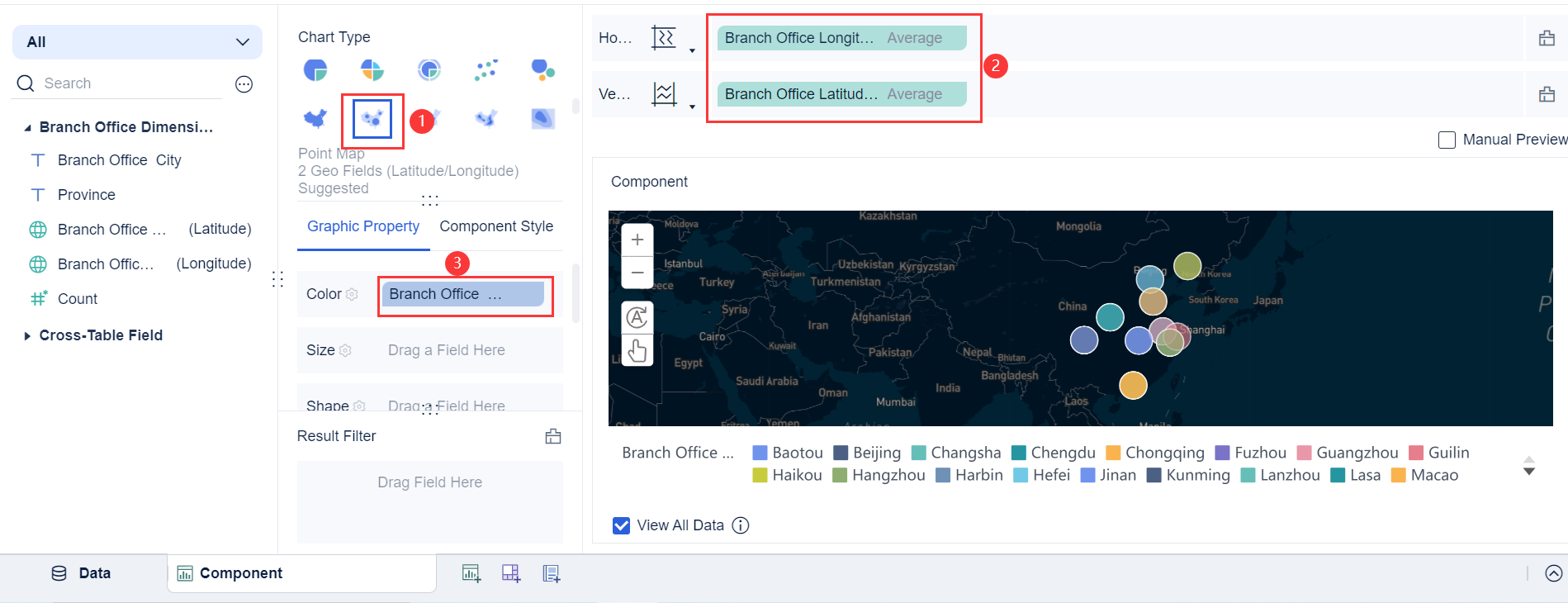 Converting Indicator Fields into Geographical Roles- FineBI Help Document