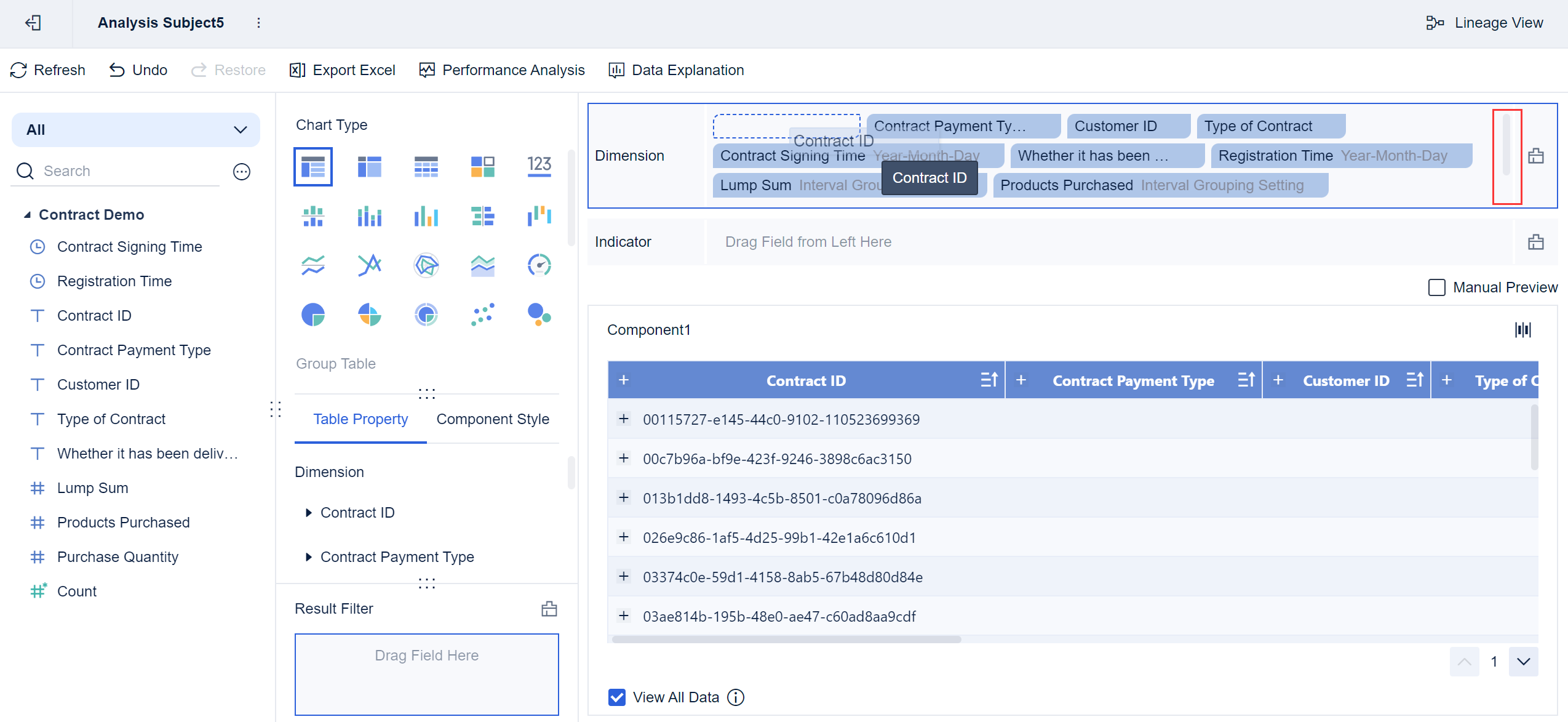 Field Settings in the Analysis Area- FineBI Help Document