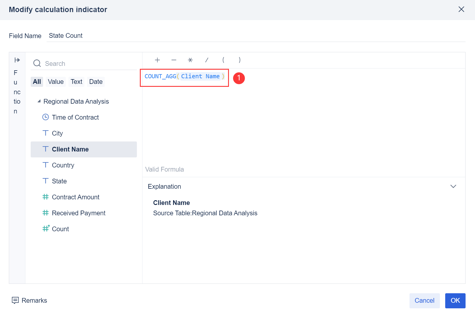 Count- FineBI Help Document