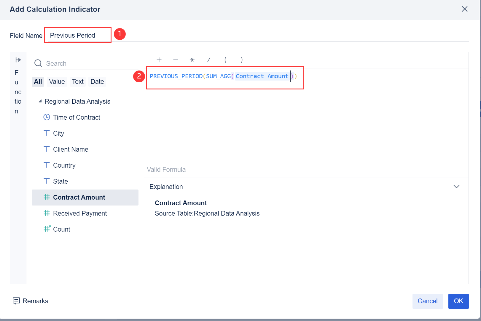 Same Period/Previous Period Ratio Calculation (with Date Fields in Charts)- FineBI Document