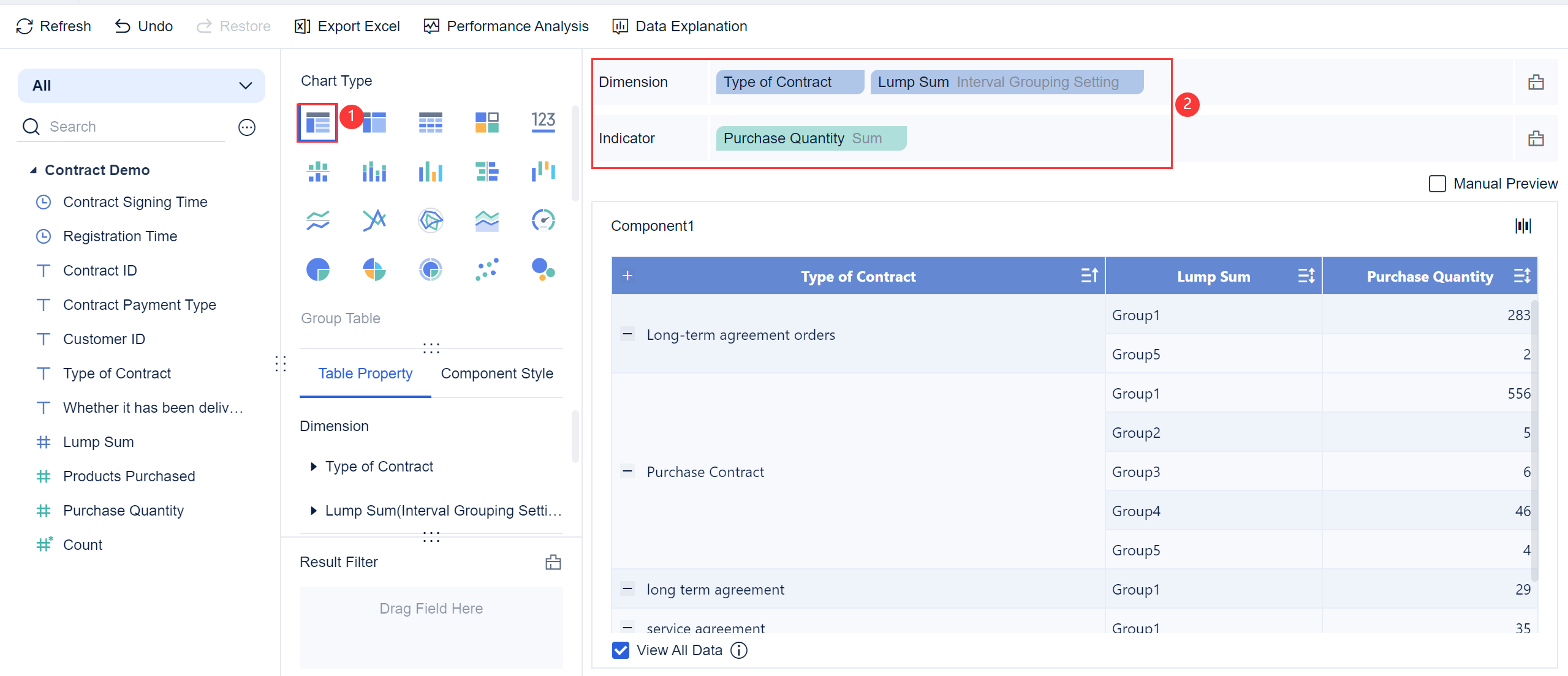 Table Field Grouping- FineBI Help Document