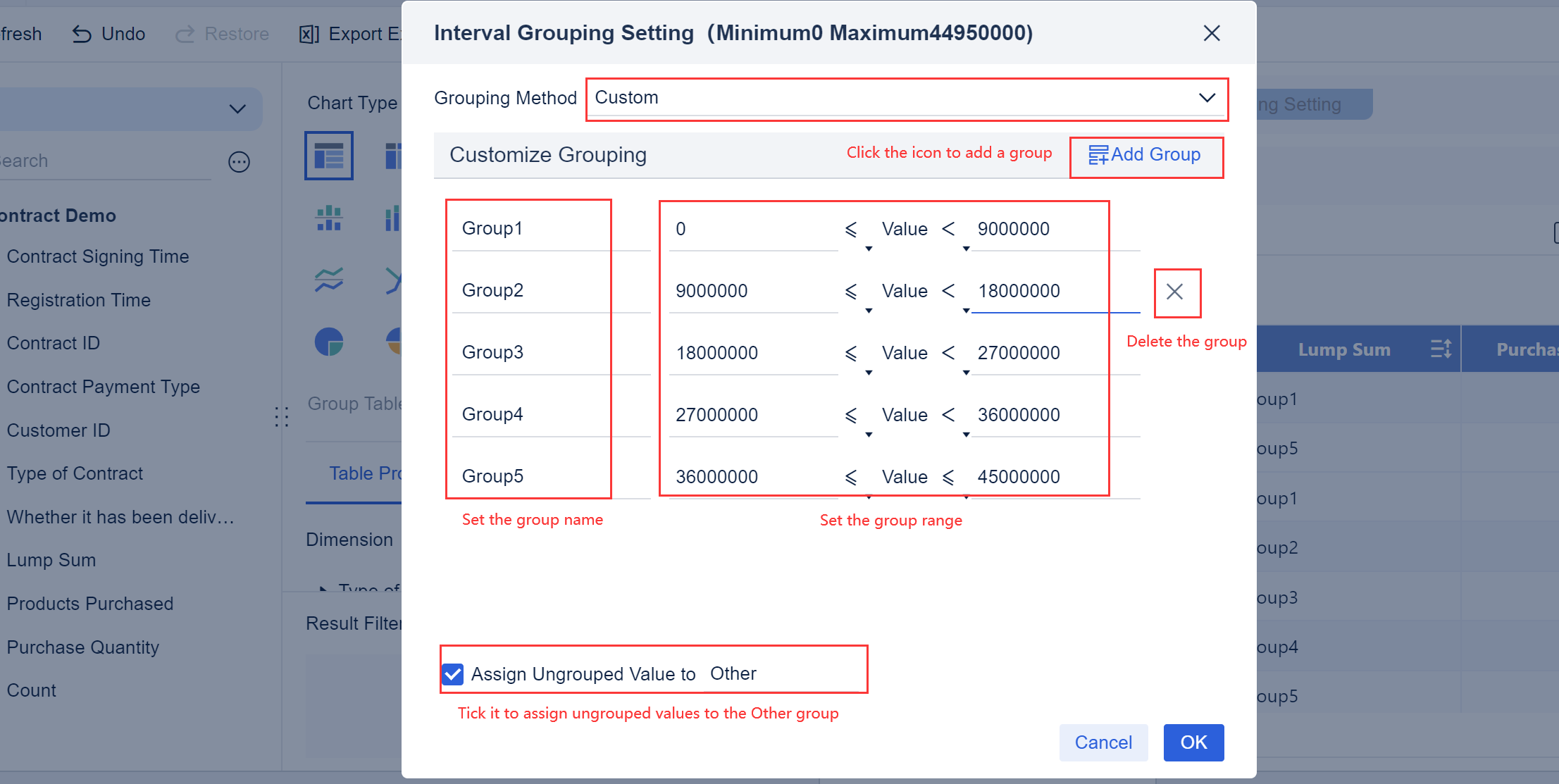 Table Field Grouping- FineBI Help Document