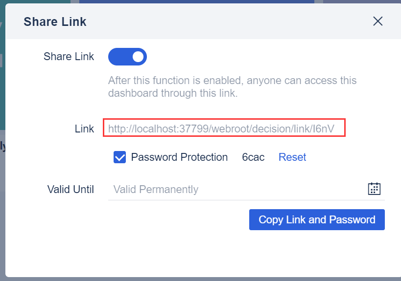Sharing Dashboards Through Public Links- FineBI Document