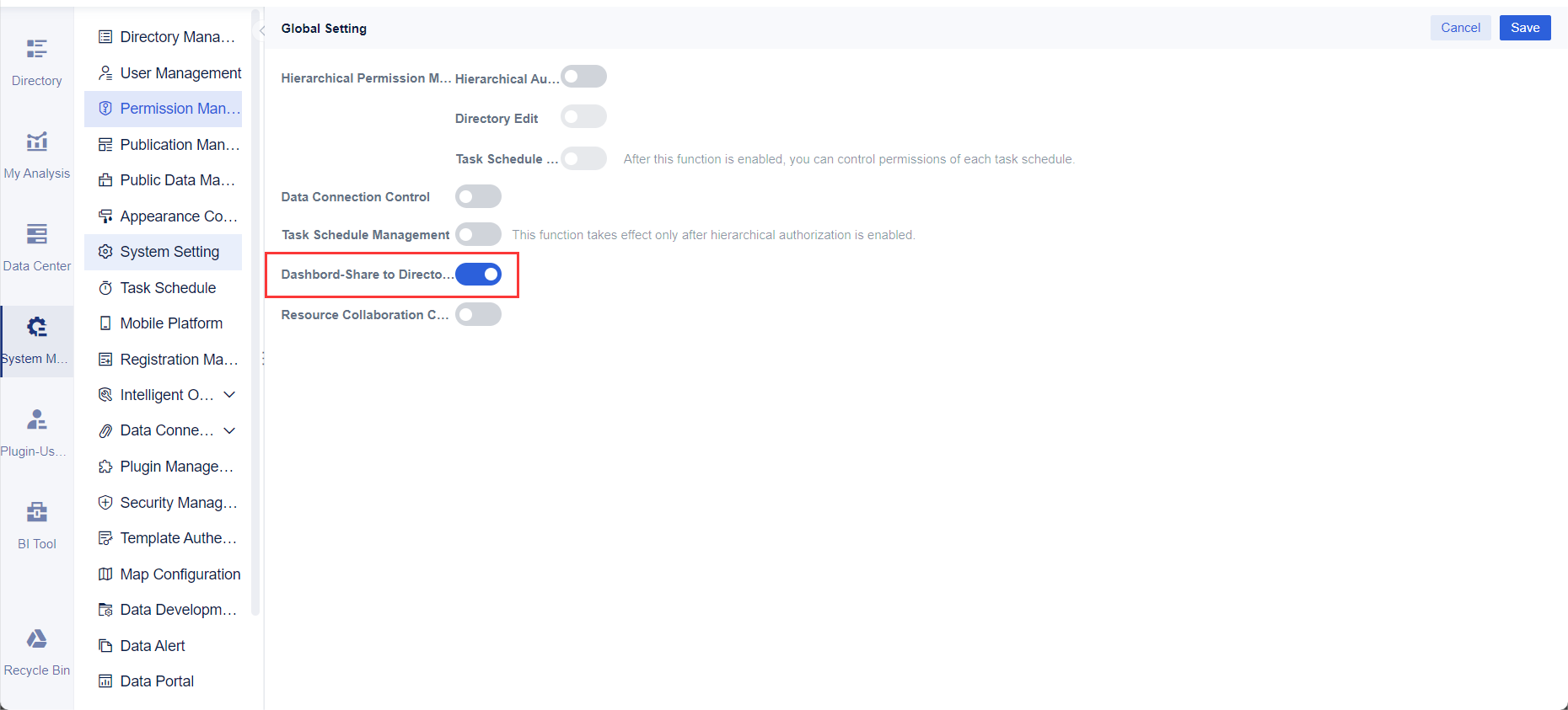 Sharing Dashboards to Directories- FineBI Help Document