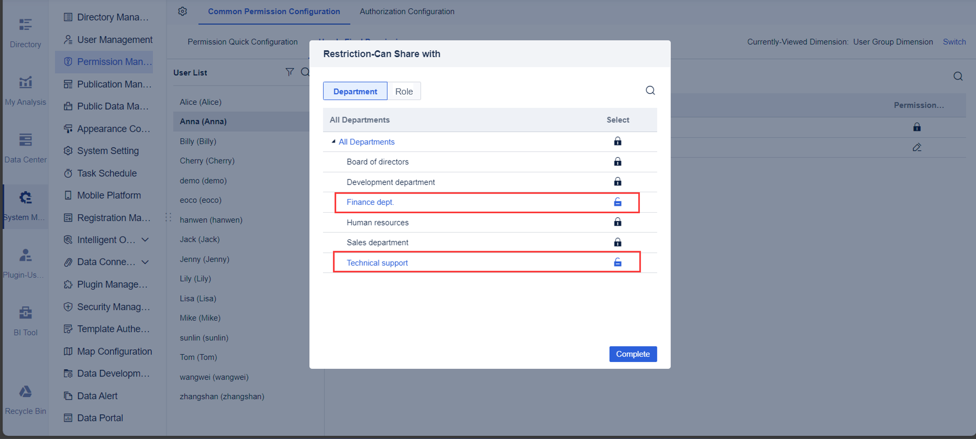 Sharing Dashboards to Directories- FineBI Help Document