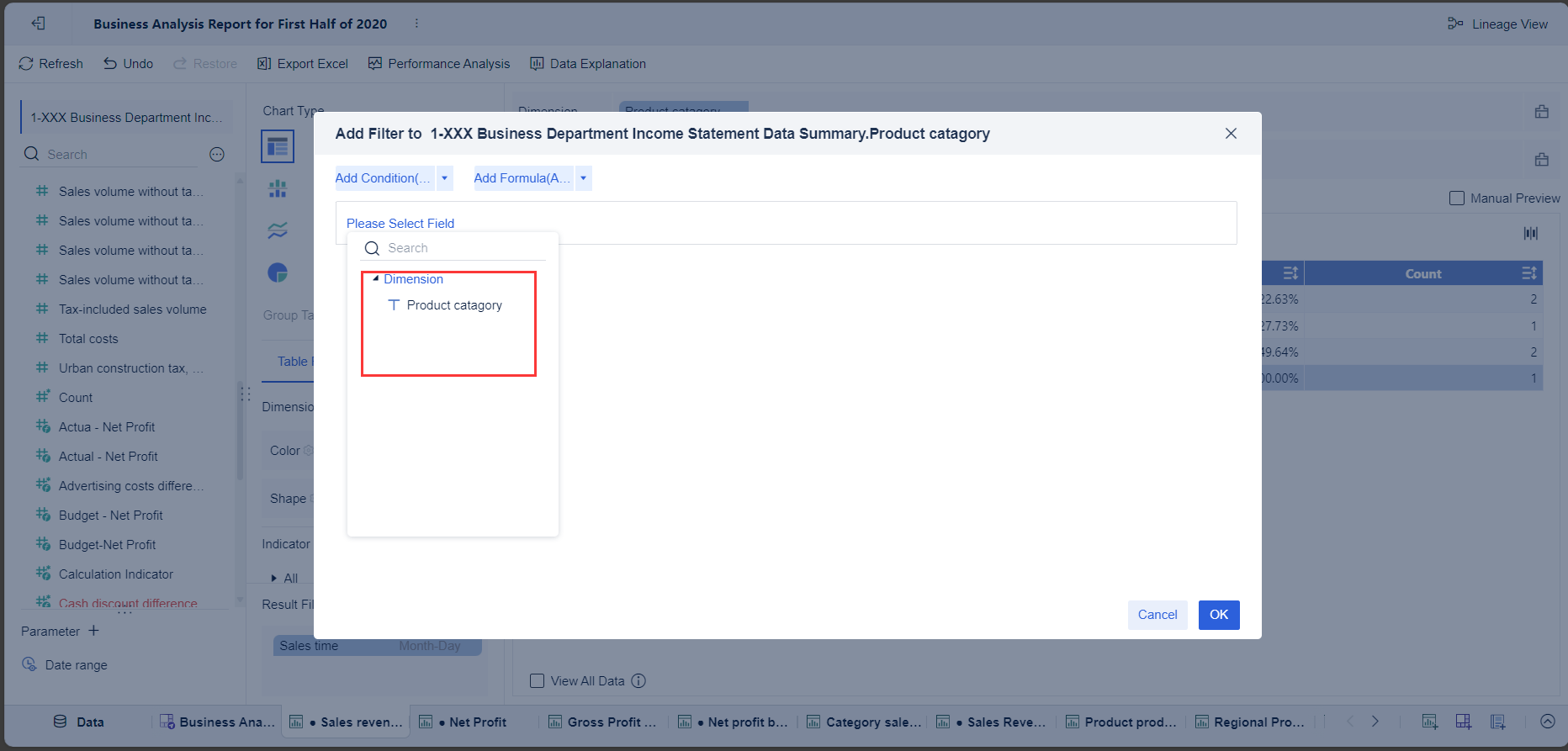 Table Filtering Notes- FineBI Help Document