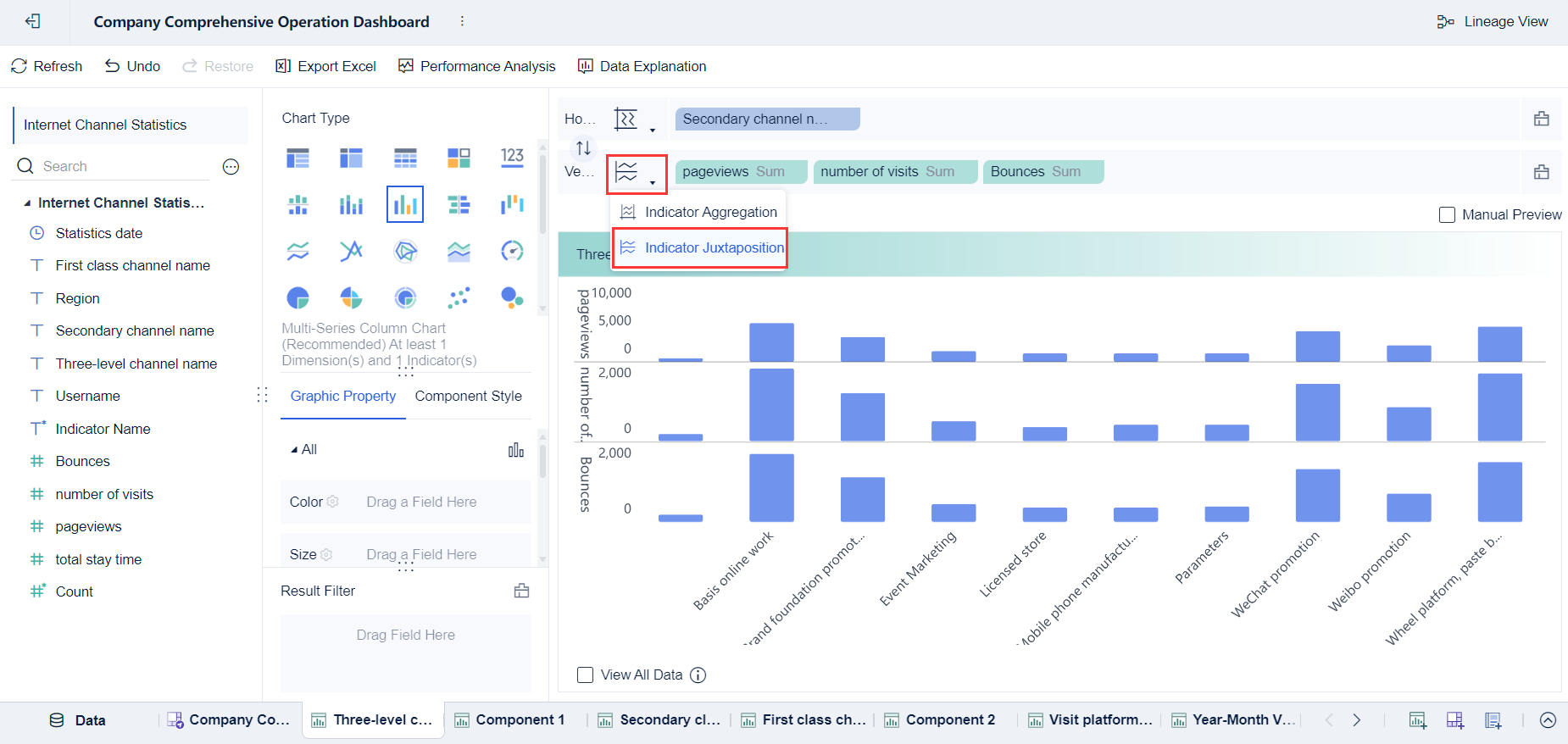 Enabling Chart Stacking- FineBI Help Document
