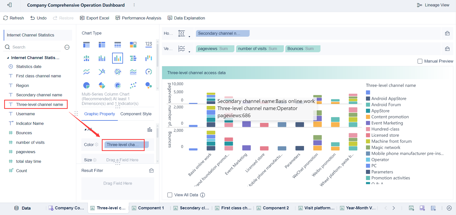 Enabling Chart Stacking- FineBI Help Document