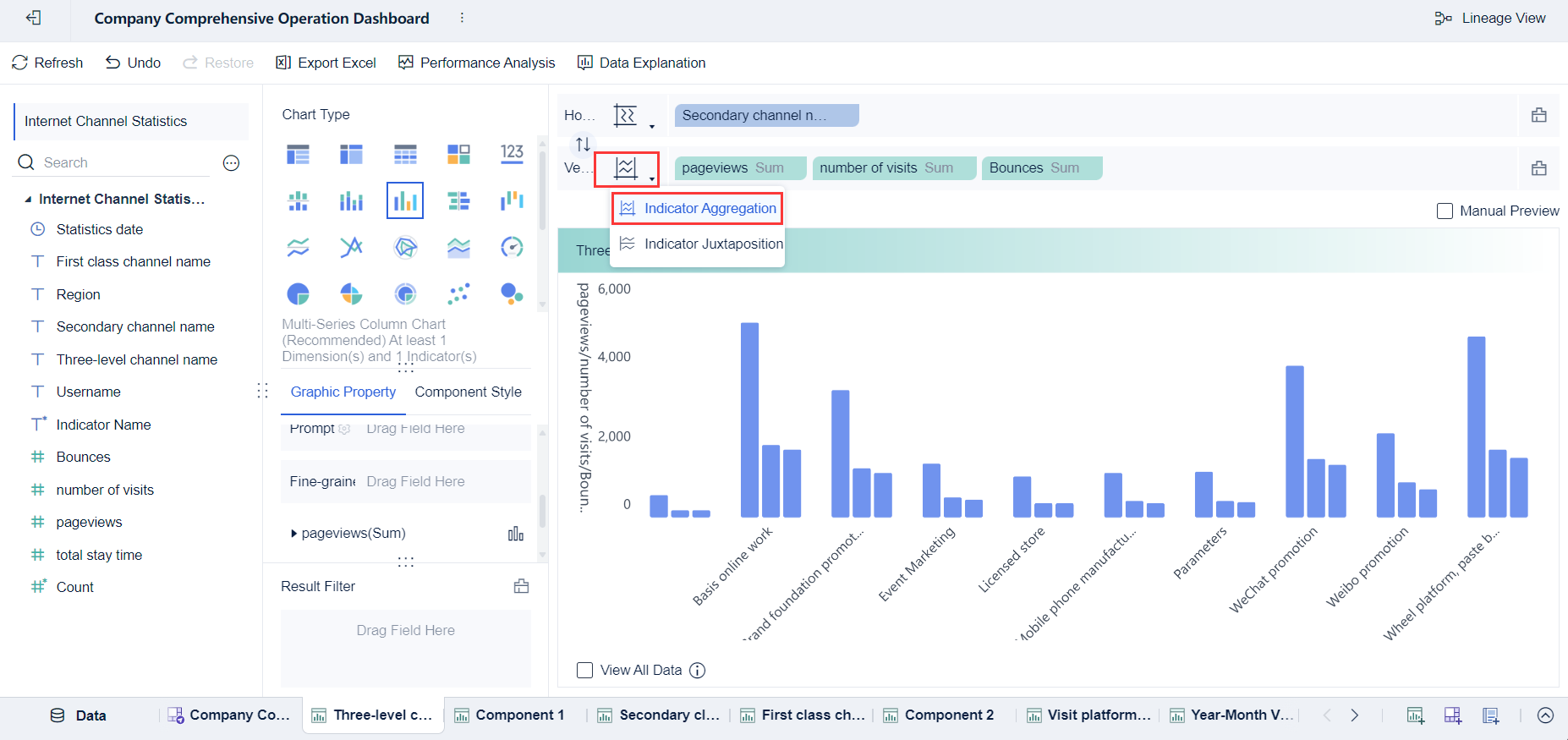 Enabling Chart Stacking- FineBI Help Document