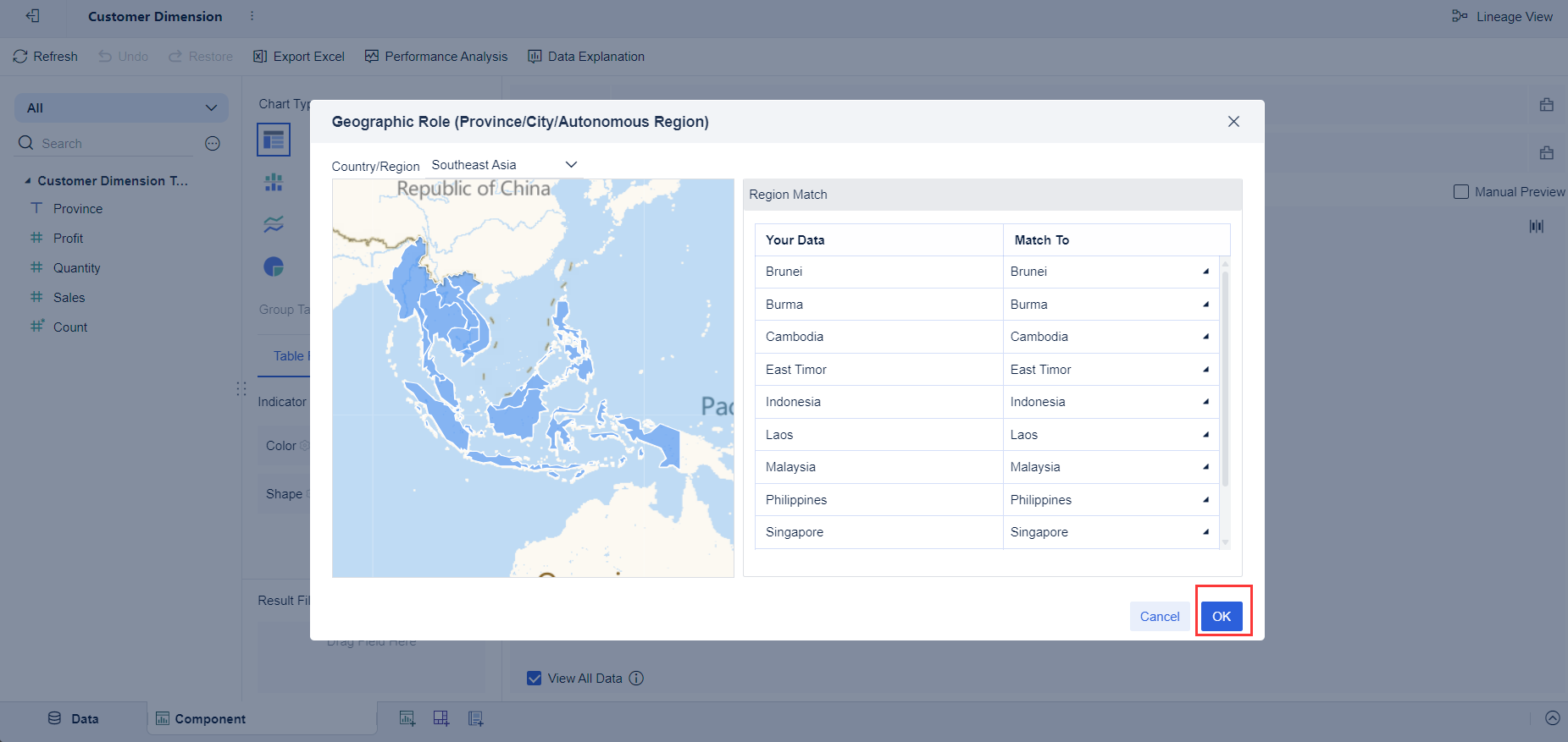 Area Map- FineBI Help Document