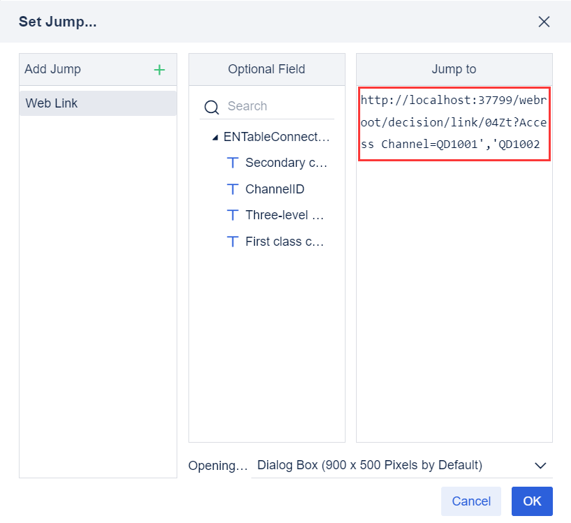 [Direct Connection] Transferring Parameters Through the Jump Function- FineBI Help Document