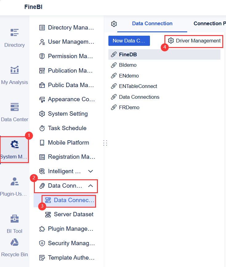 Driver Management- FineBI Help Document
