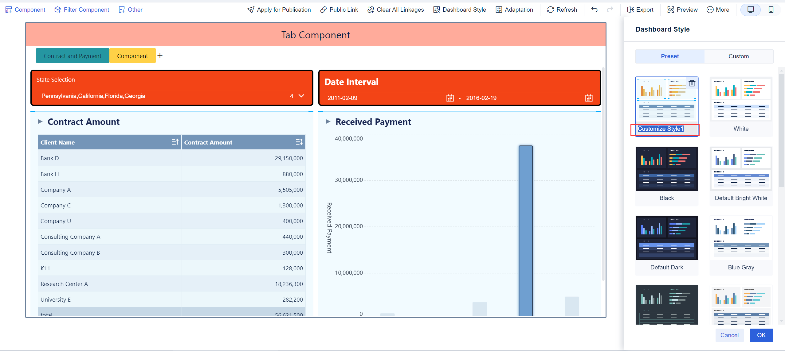 Dashboard Style- FineBI Help Document