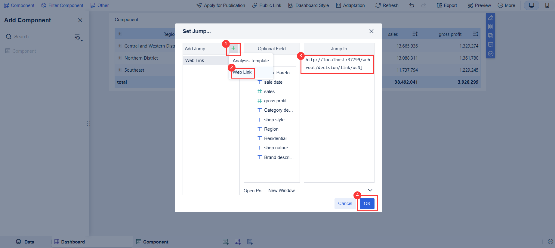 Jumping to the Dashboard Through Web Link- FineBI Help Document