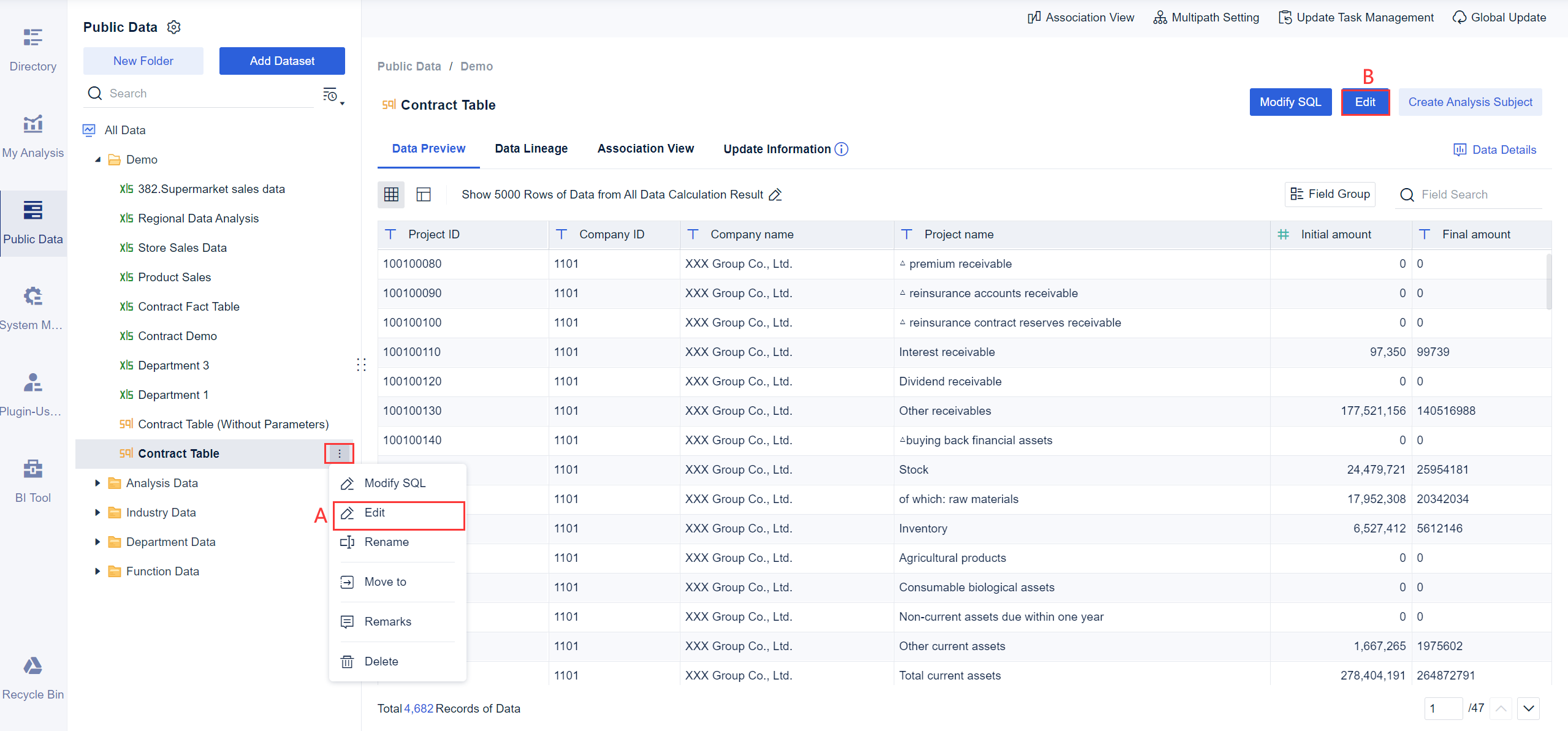 Dataset Editing- FineBI Document