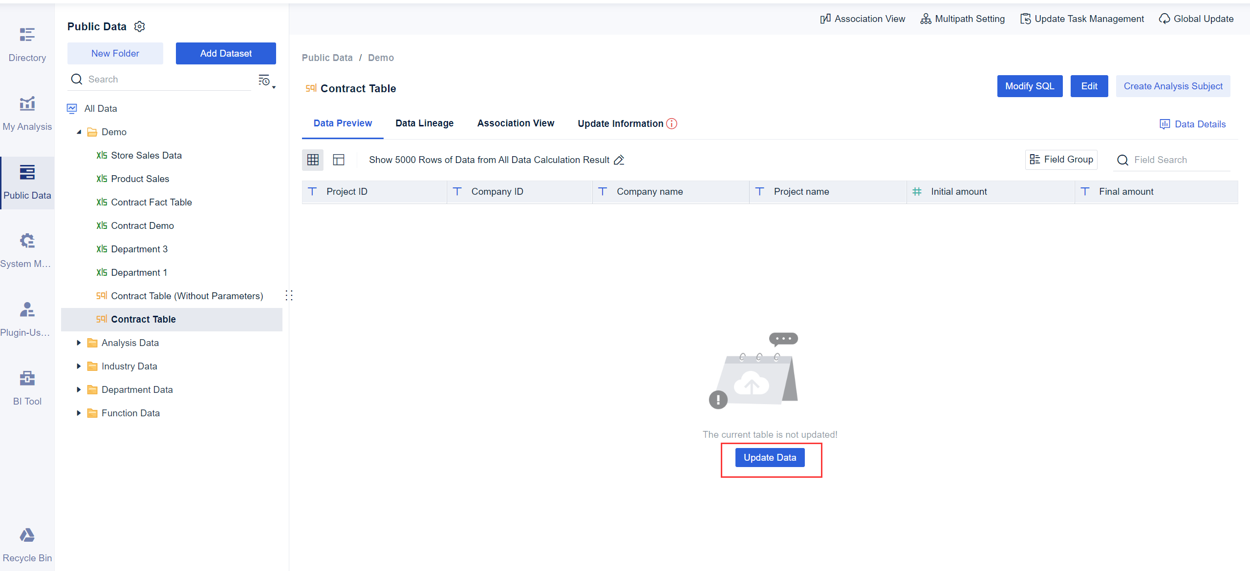 Dataset Editing- FineBI Help Document
