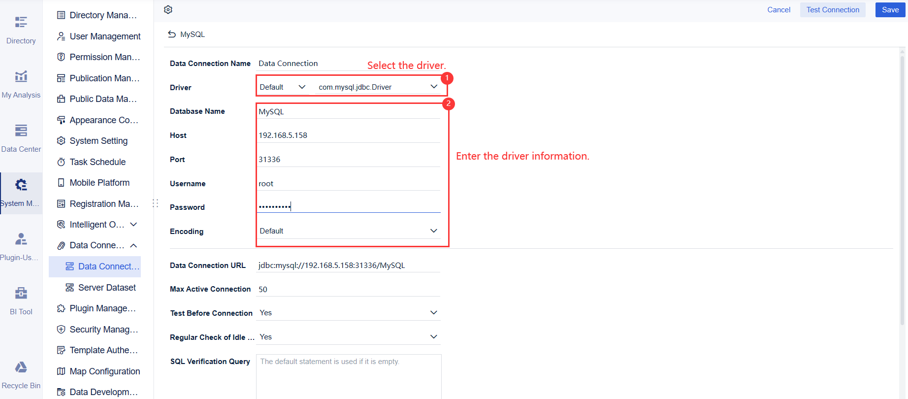 MySQL Data Connection- FineBI Help Document