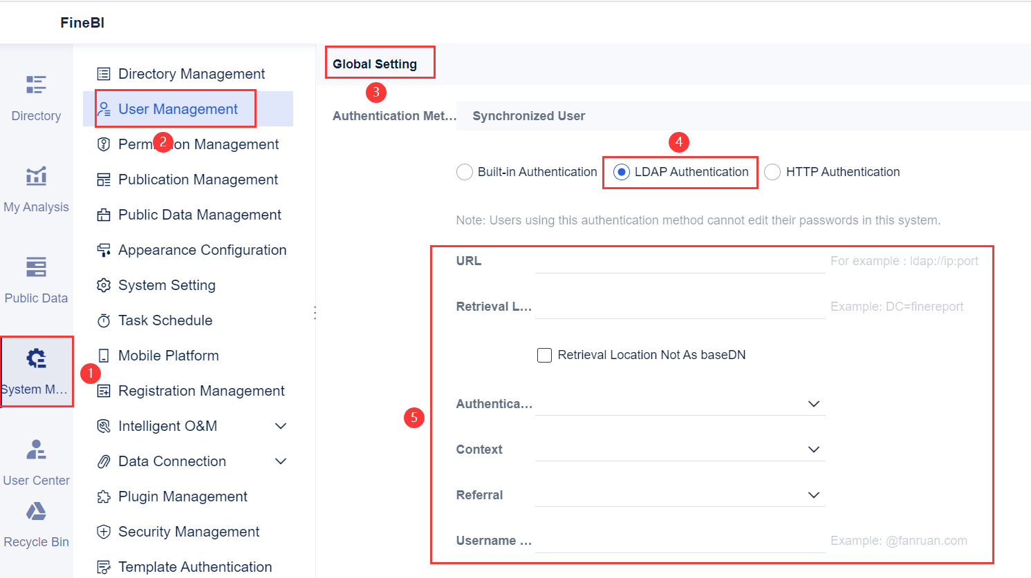 Synchronizing Users in the LDAP Domain- FineBI Help Document