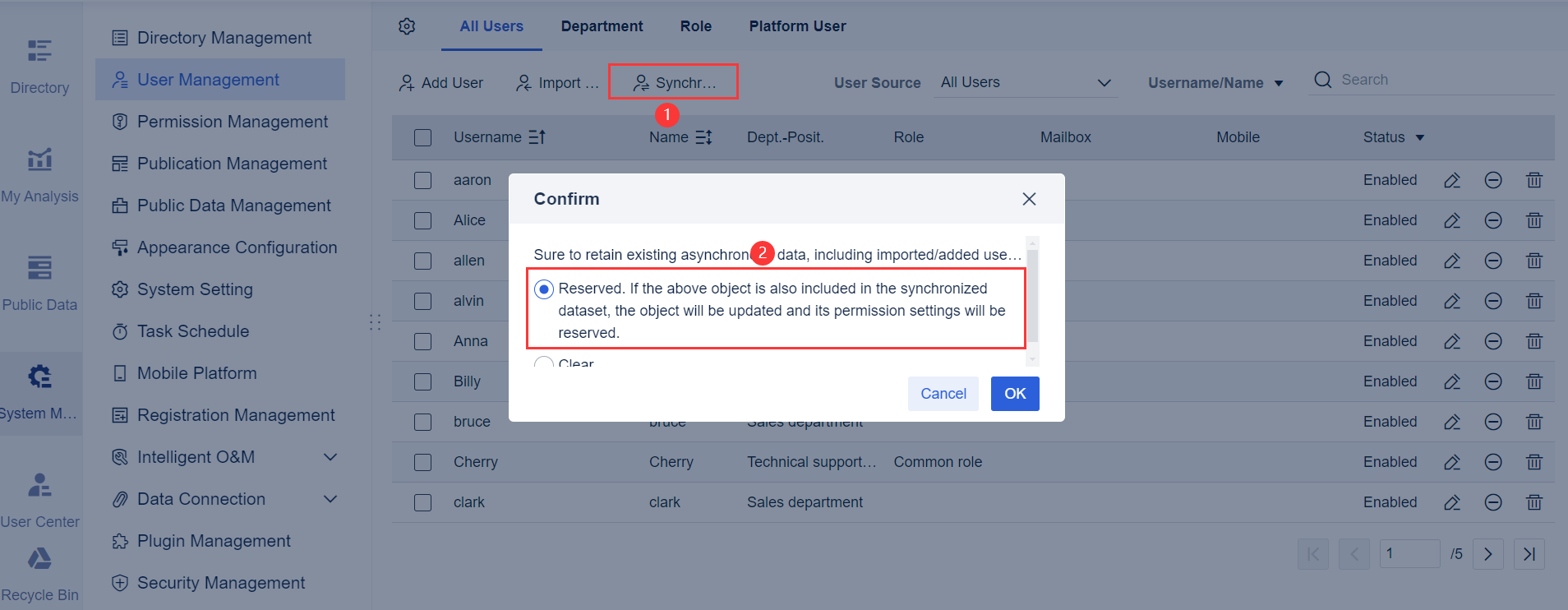 Synchronizing Users in the LDAP Domain- FineBI Help Document