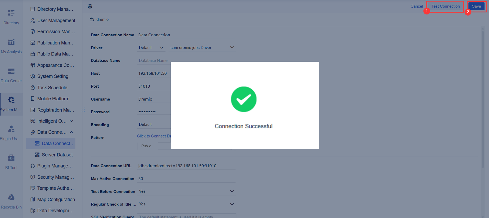 Dremio Data Connection- FineBI Help Document