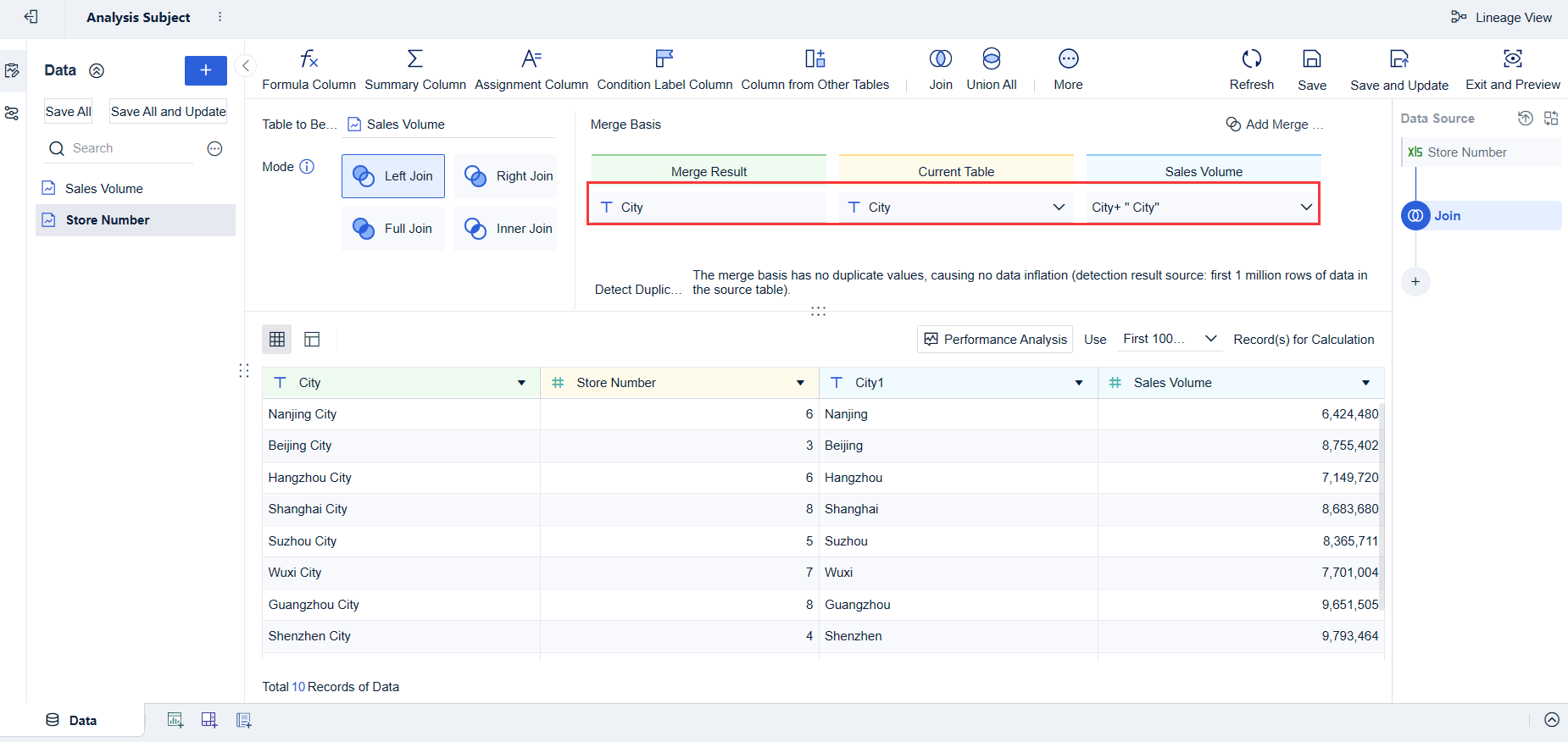 Handling Match Failure in Join- FineBI Help Document