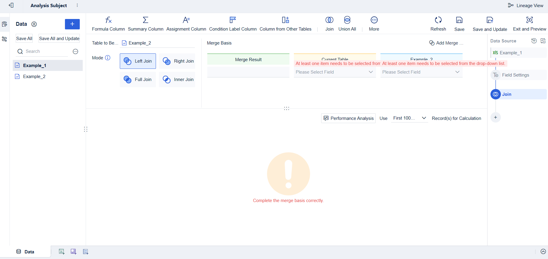 Handling Match Failure in Join- FineBI Help Document