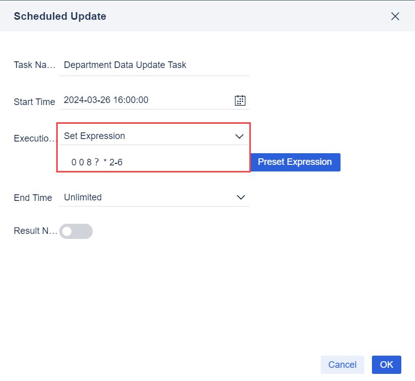 Cron Expression Example- FineBI Document