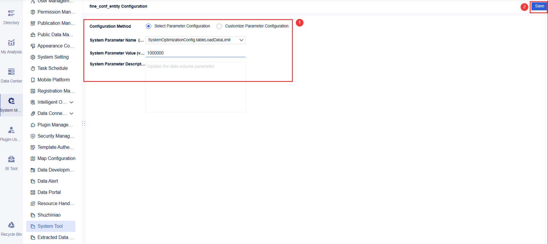 Limiting the Amount of Dataset Extraction- FineBI Help Document