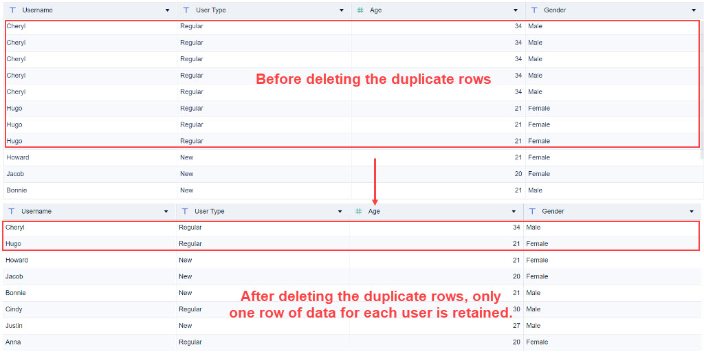 Deleting Duplicate Data- FineBI Help Document