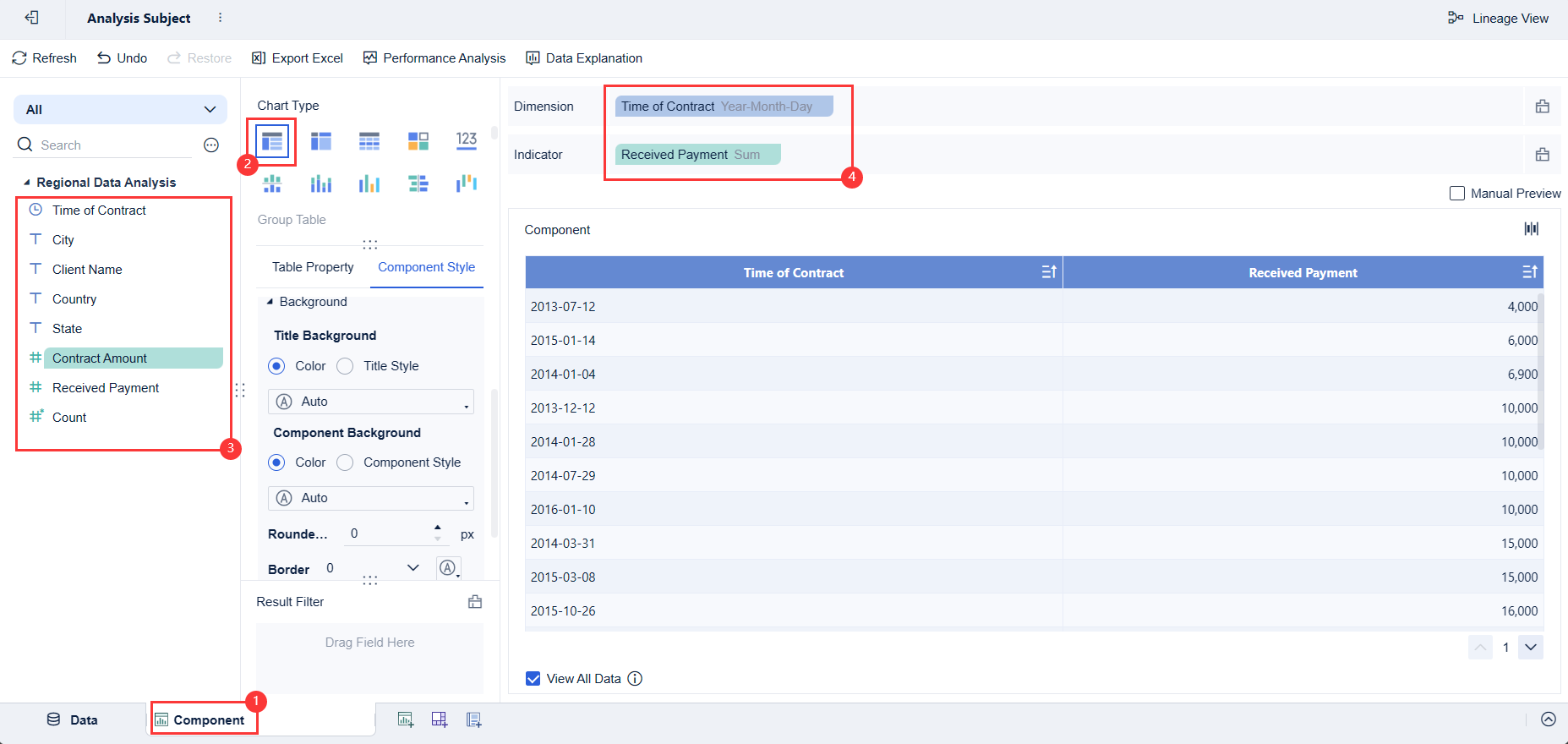 Table Background- FineBI Help Document