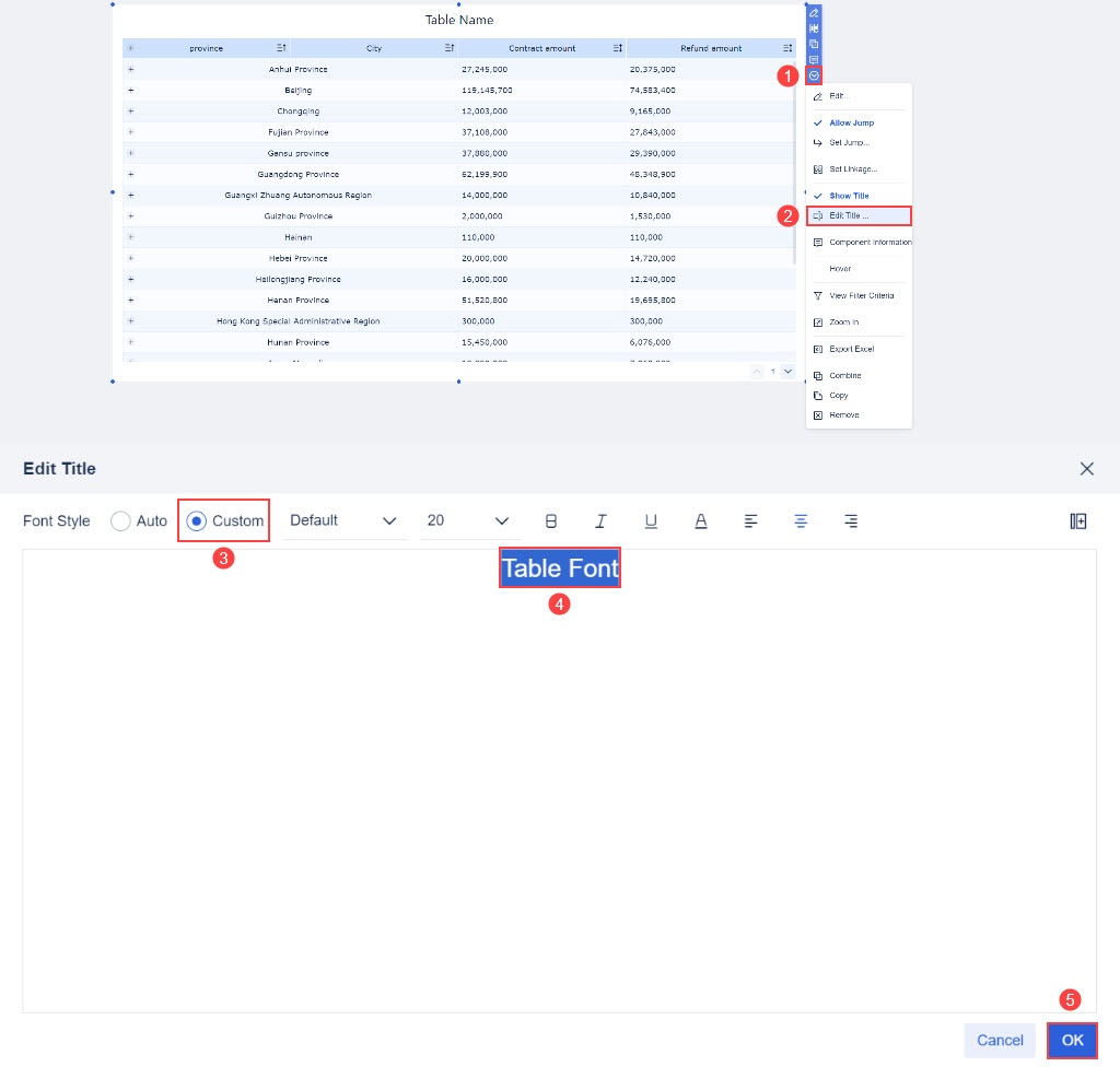 Table Font- FineBI Help Document