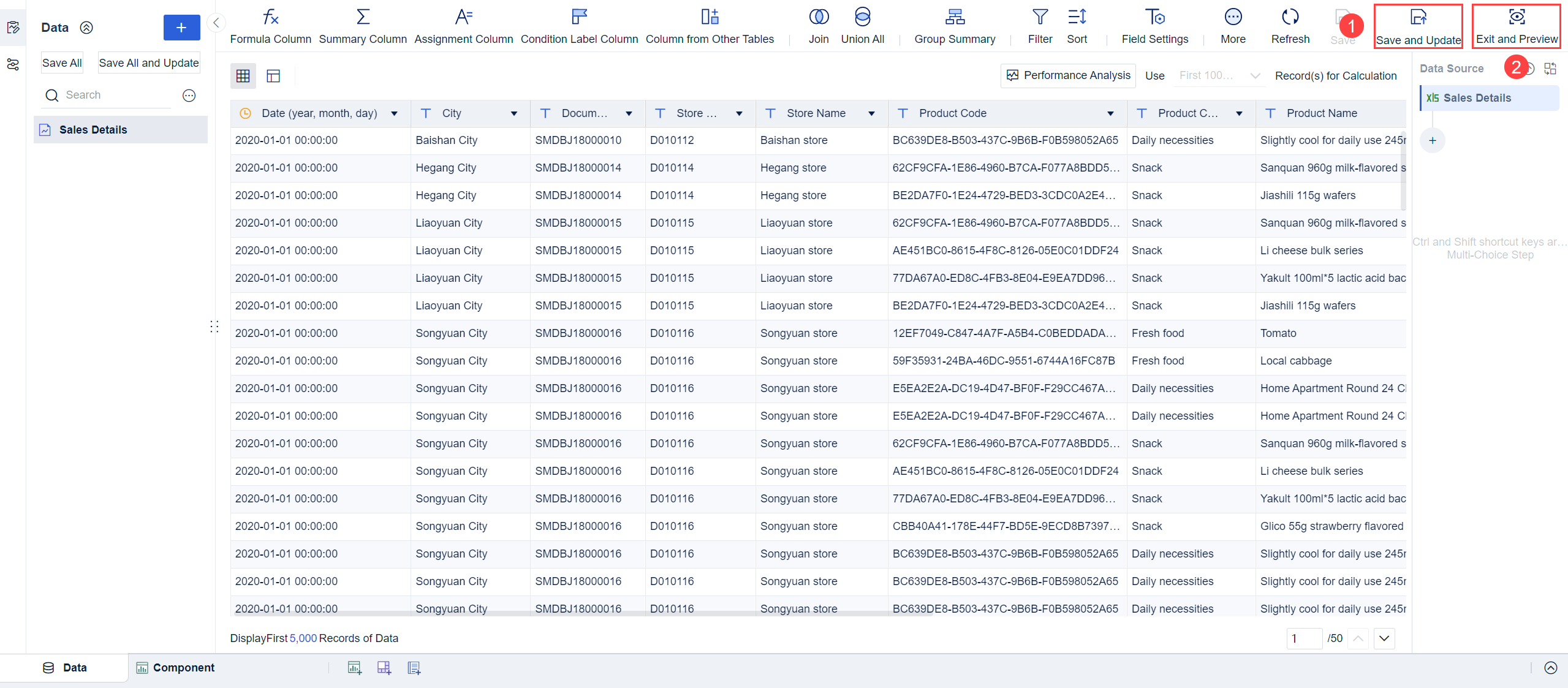 Detail Table- FineBI Help Document
