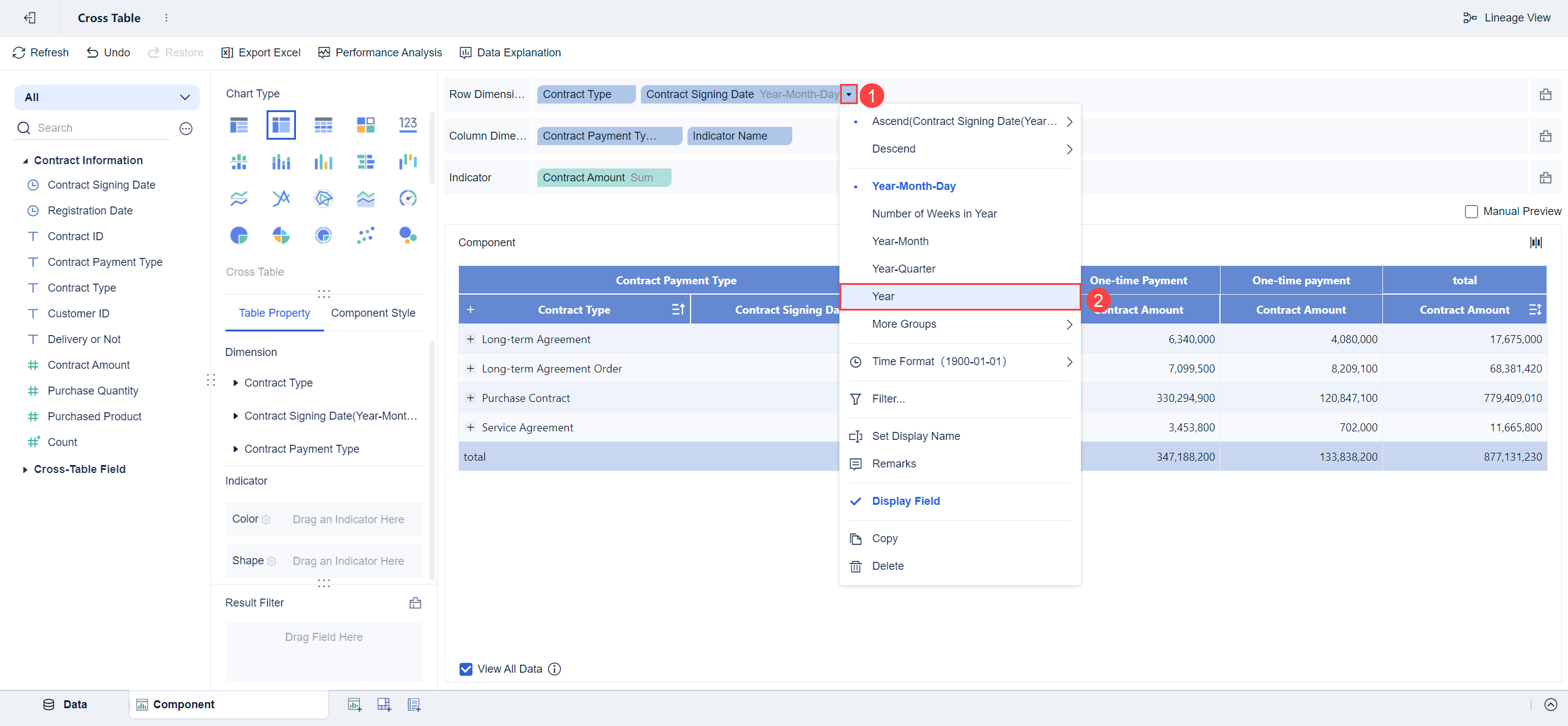 Cross Table- FineBI Help Document