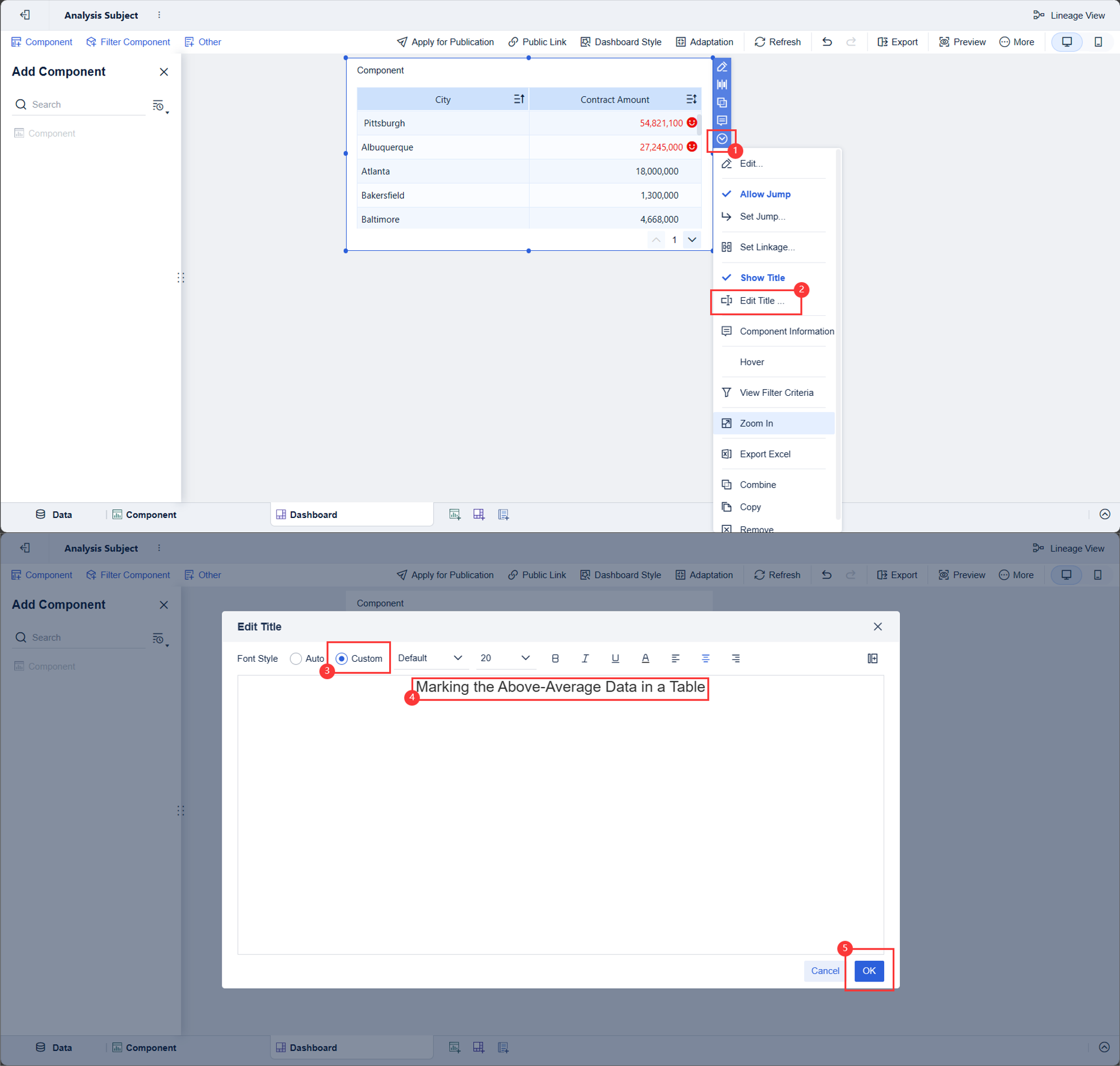 Marking the Above-Average Data in a Table- FineBI Document
