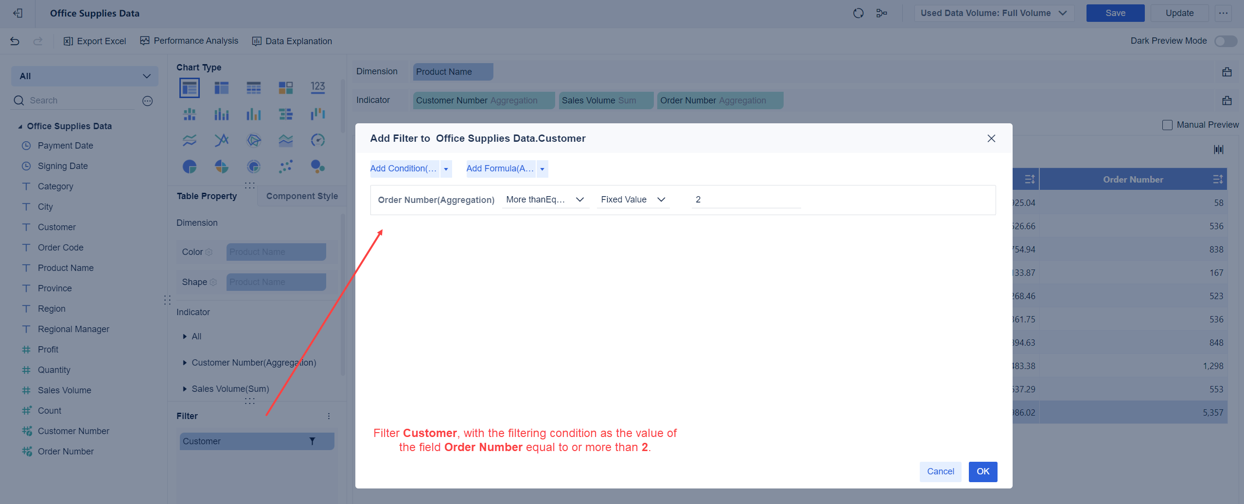 Level 2: Filtering Dimensions Depending on Indicators- FineBI Help Document