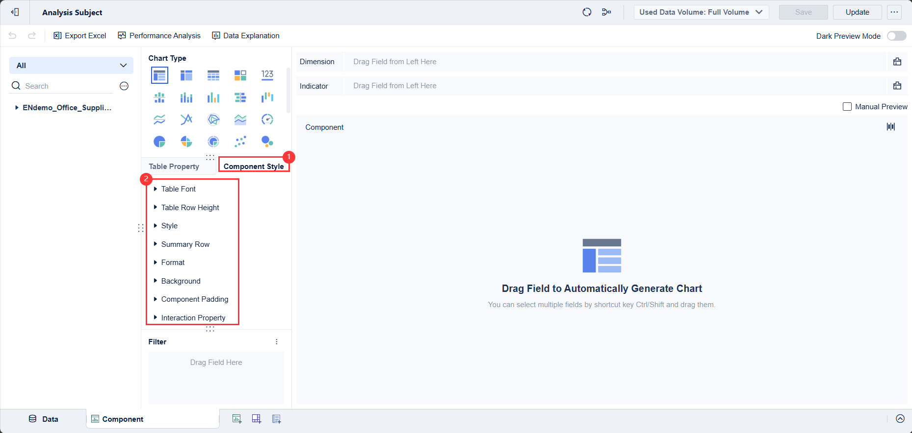 Table Component Style Overview- FineBI Help Document