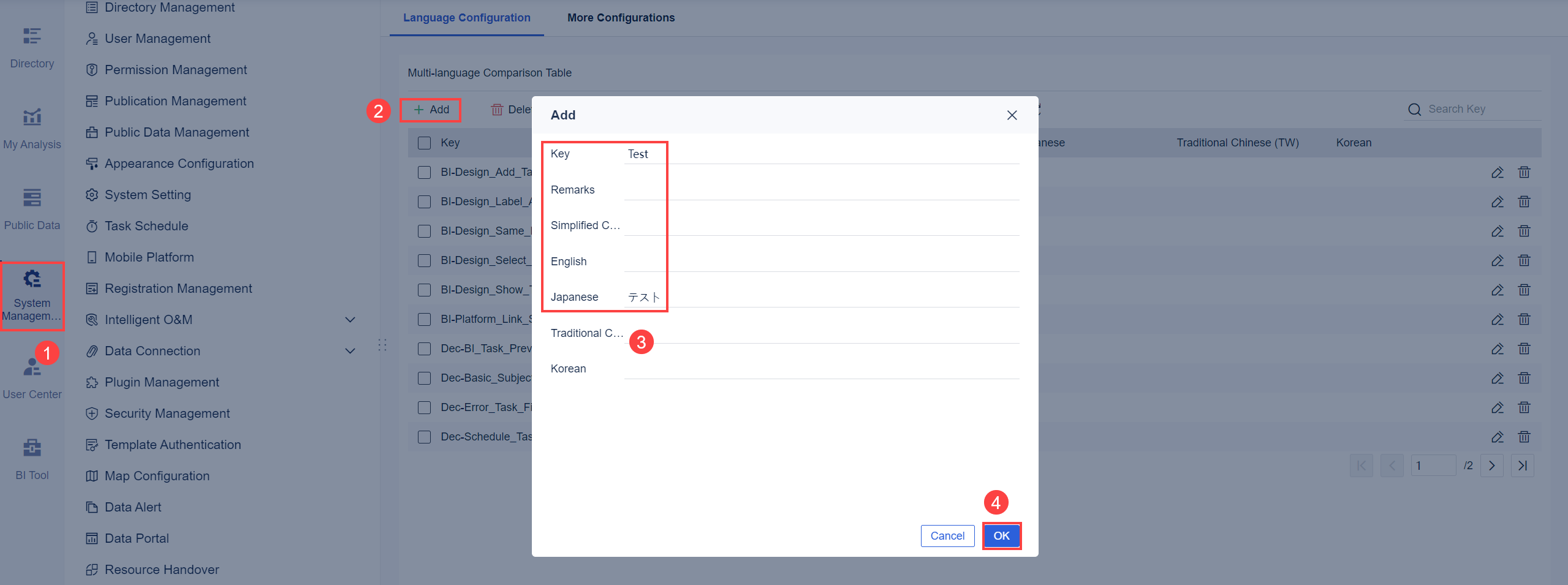 Platform Multilingual Switchover- FineBI Document