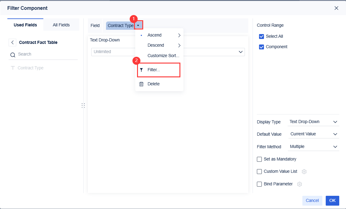 Basic Function of Filter Components- FineBI Help Document