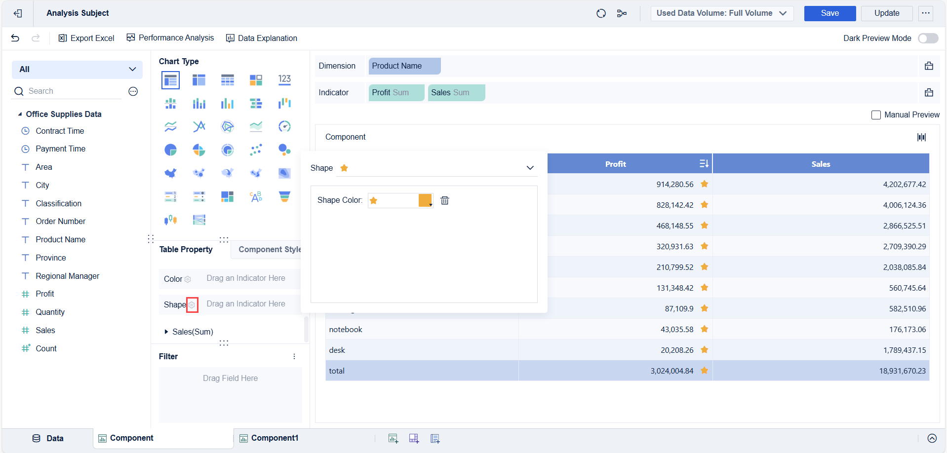 Table Property- FineBI Help Document