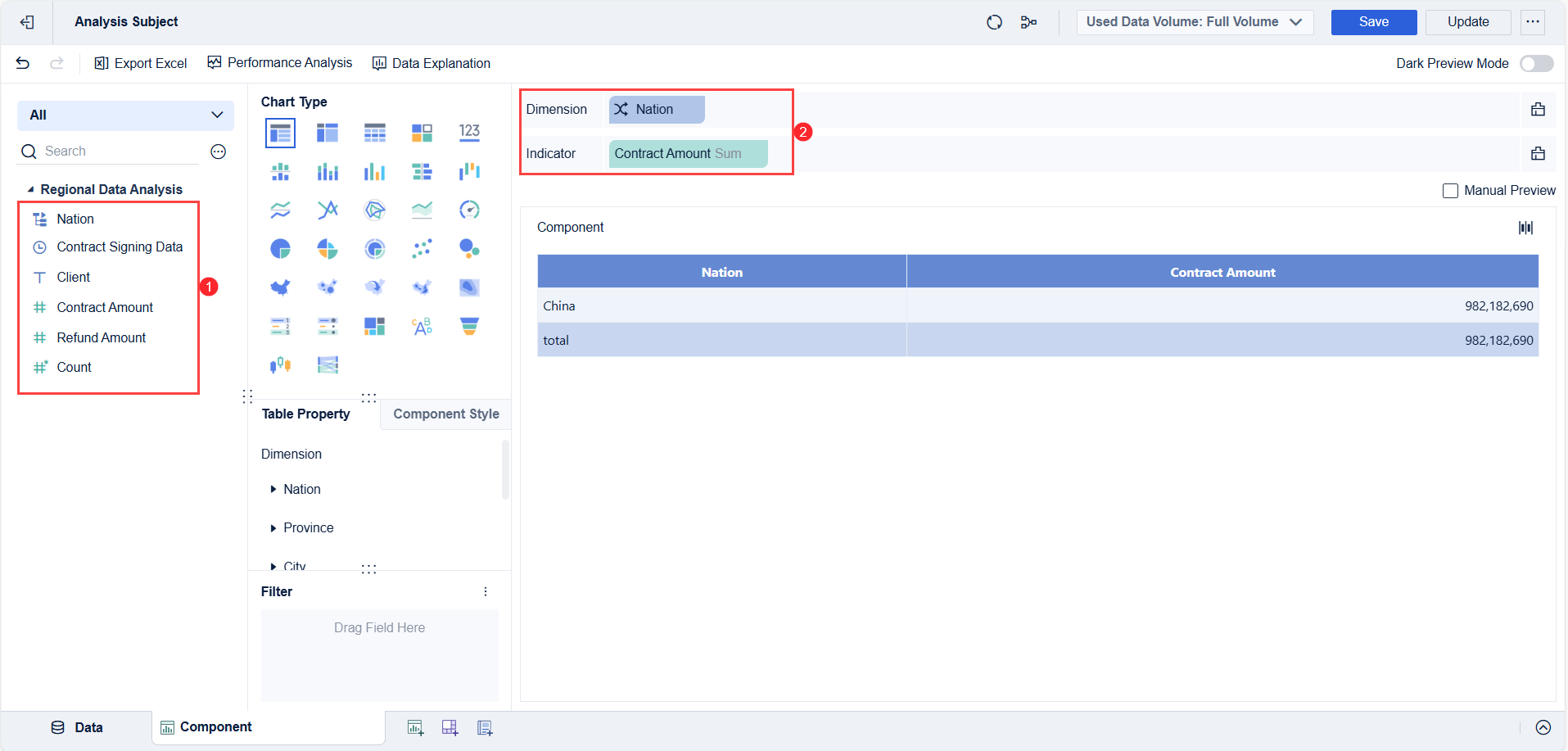 Table Property- FineBI Help Document