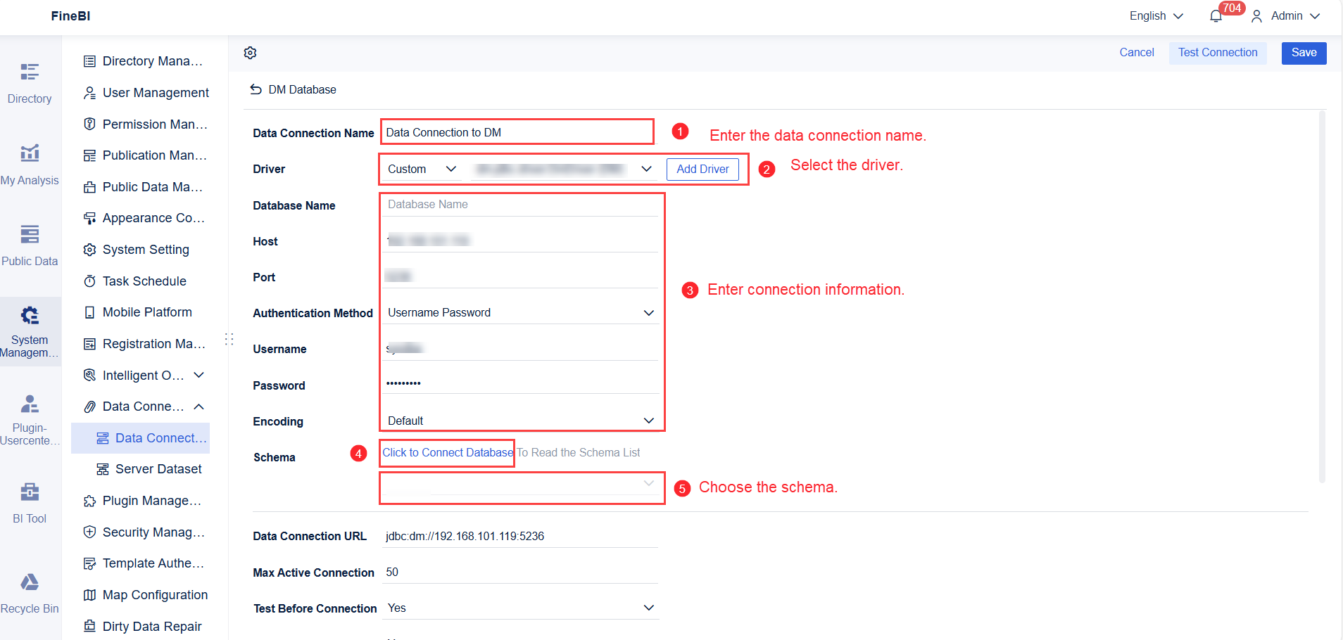 Data Connection to Dameng- FineBI Help Document