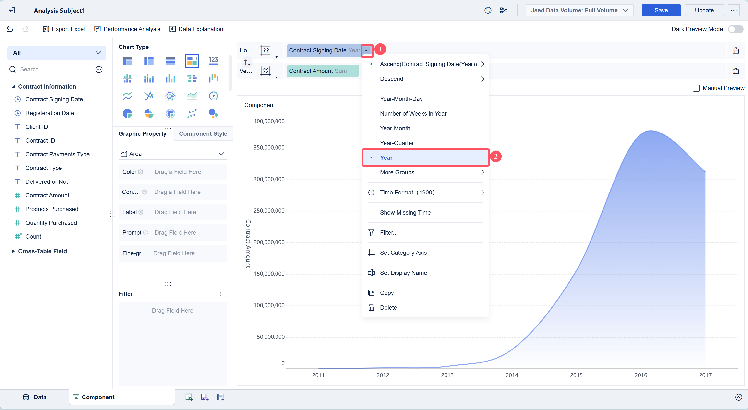 Common Area Chart- FineBI Help Document