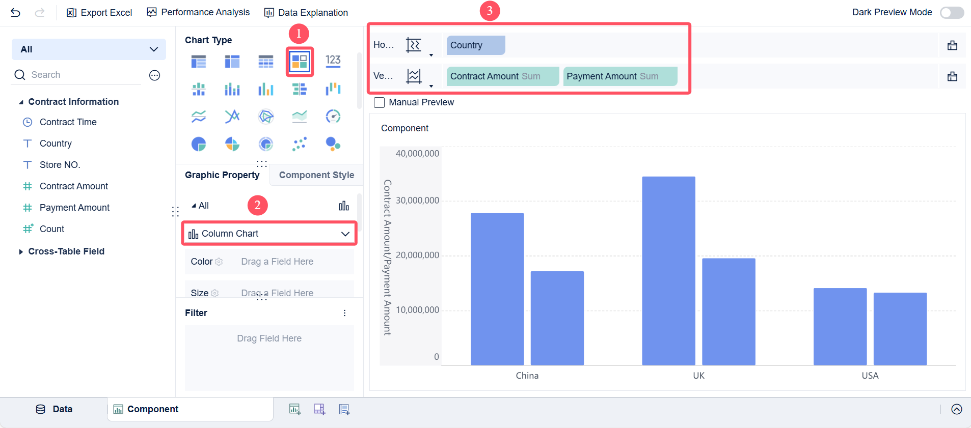 Setting Two Y Axes for Charts- FineBI Help Document
