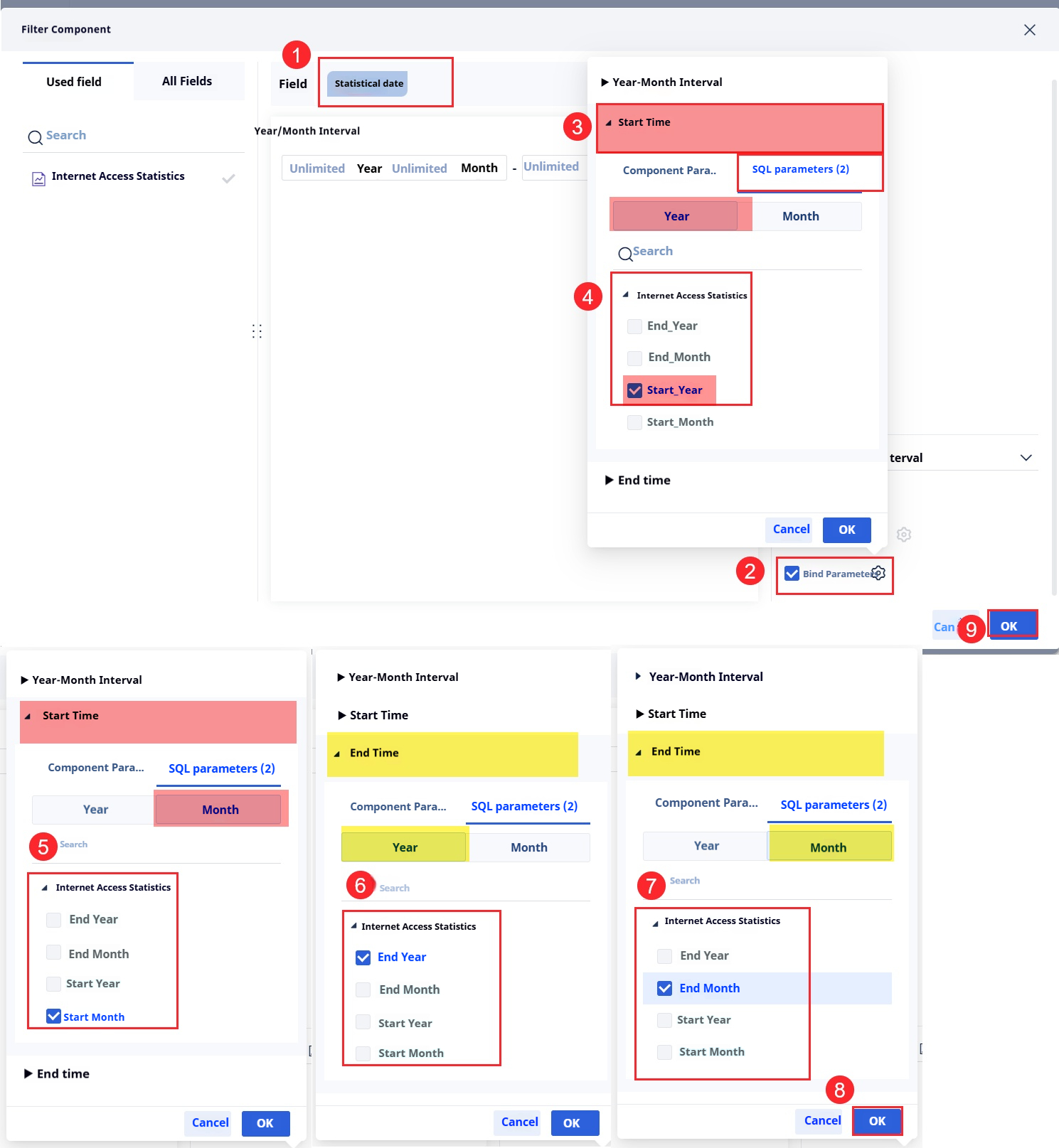 [Direct Connection] Transferring Parameters by Year-Month Interval Component- FineBI Help Document