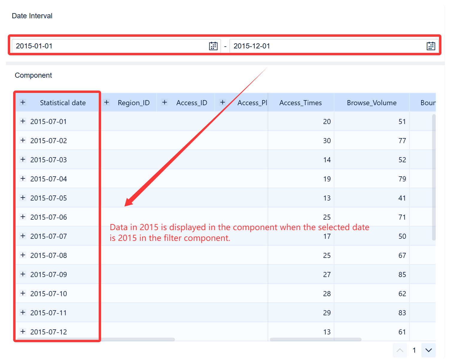 Direct Connection Transferring Parameters By Date Interval Component Finebi Help Document